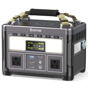 600w portable power station, 300wh battery backup w/ 2 x 600w (peak 1200w) ac outlets & 15w wireless charging, 9-ports outdoor generator, 65w usb-c, solar generator for emergencies home camping rv