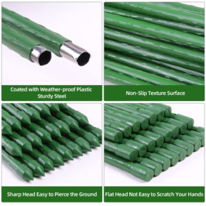 Plastic Garden Fence with Stakes: Ohuhu Green 4x100 FT Reusable Netting Plastic Safety Fence Roll 25 Pack 4 FT Stake, Temporary Pool Fence Snow Fencing Poultry Fences for Deer Rabbits Chicken Dogs