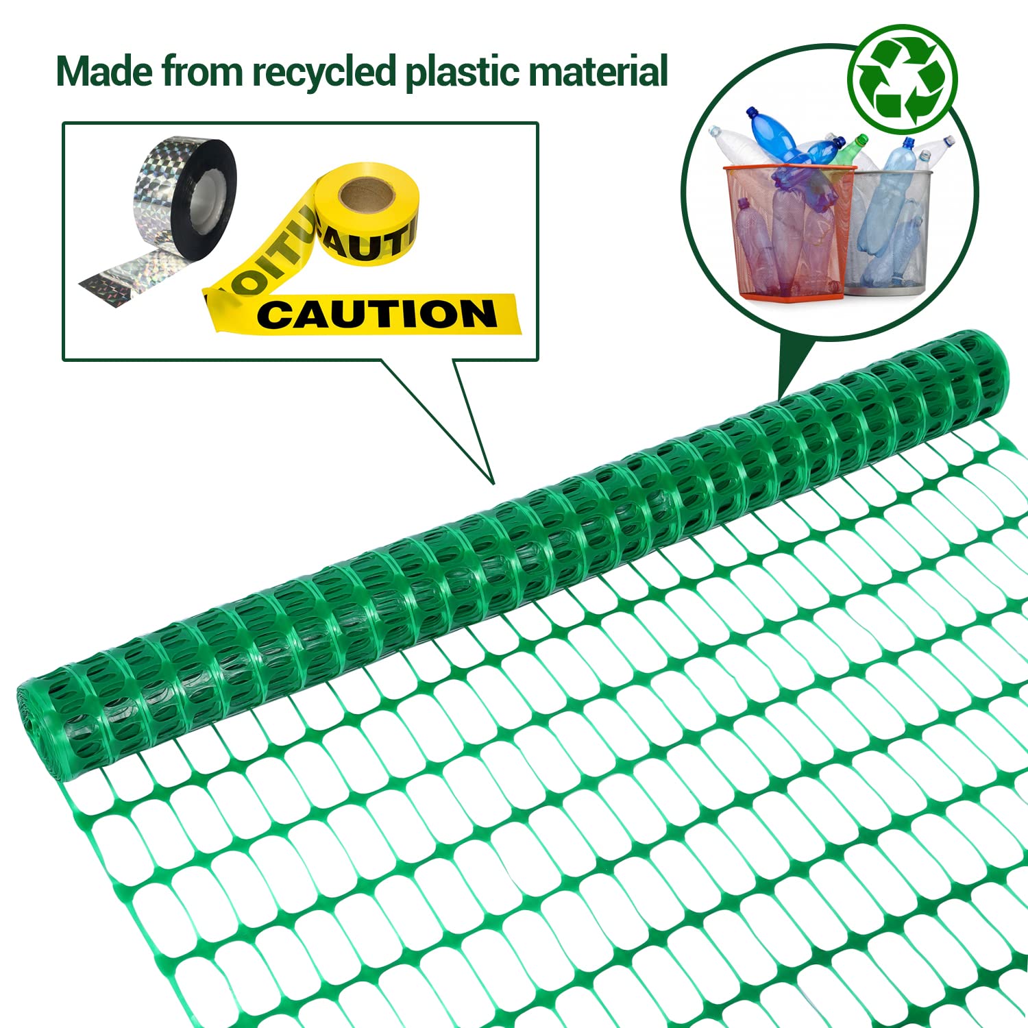 Plastic Garden Fence with Stakes: Ohuhu Green 4x100 FT Reusable Netting Plastic Safety Fence Roll 25 Pack 4 FT Stake, Temporary Pool Fence Snow Fencing Poultry Fences for Deer Rabbits Chicken Dogs