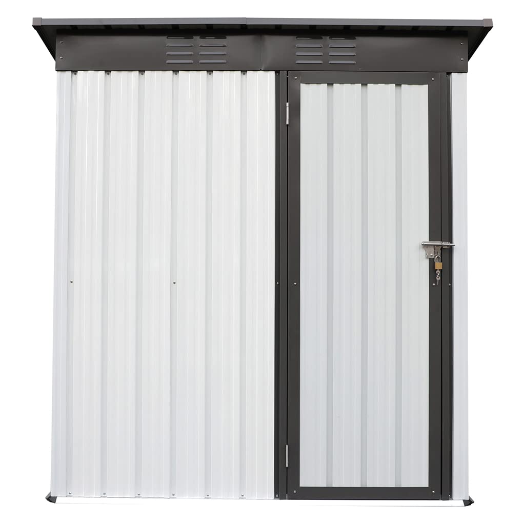 Outdoor Storage Shed, 6×4Ft Metal Storage shed, Galvanized Steel Garden shed with Lockable Double Doors, Backyard Bike shed, Tool shed for Patio Lawn Backyard Trash Cans, Black