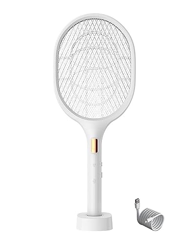 Bug Zapper Racket, Electric Fly Swatter, 2 in 1 Swatter Zapper, Mosiller Bug Zapper with 3-Layer Safety Mesh, Fruit Fly Swatter Electric Zapper, Indoor Bug Zapper for Home