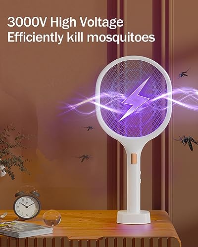 Bug Zapper Racket, Electric Fly Swatter, 2 in 1 Swatter Zapper, Mosiller Bug Zapper with 3-Layer Safety Mesh, Fruit Fly Swatter Electric Zapper, Indoor Bug Zapper for Home