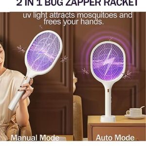 Bug Zapper Racket, Electric Fly Swatter, 2 in 1 Swatter Zapper, Mosiller Bug Zapper with 3-Layer Safety Mesh, Fruit Fly Swatter Electric Zapper, Indoor Bug Zapper for Home