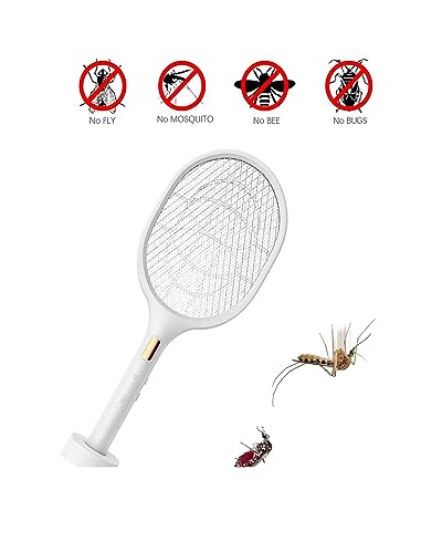 Bug Zapper Racket, Electric Fly Swatter, 2 in 1 Swatter Zapper, Mosiller Bug Zapper with 3-Layer Safety Mesh, Fruit Fly Swatter Electric Zapper, Indoor Bug Zapper for Home