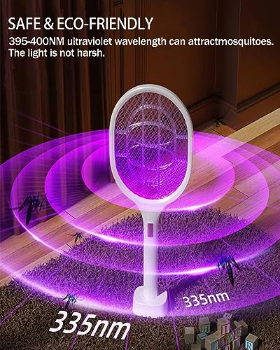 Bug Zapper Racket, Electric Fly Swatter, 2 in 1 Swatter Zapper, Mosiller Bug Zapper with 3-Layer Safety Mesh, Fruit Fly Swatter Electric Zapper, Indoor Bug Zapper for Home