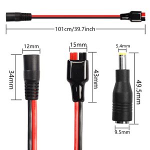 PNGKNYOCN Solar Panel Connector to DC 5.5x2.1mm Female Power Cord 14 AWG Wire with DC 8mm Adapter for Portable Generator (1M/3FT)