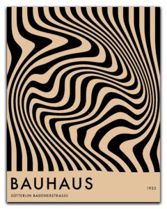 mid century modern bauhaus wall art - 11x14" unframed print - abstract wall decor - exhibition poster replication (black)