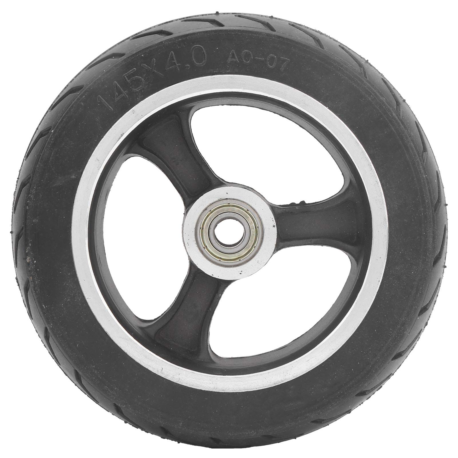 Diydeg 6 Inch Solid Tire Wheel, 145X4.0 Rubber Non Inflatable Flat Wheel Explosion Proof Replacement Utility Tire Wheel Solid Pneumatic Tires Wheels for Electric Scooters Children