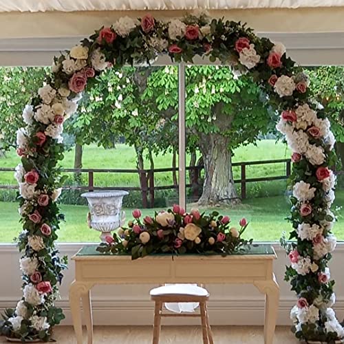 LANGXUN 7.8Ft Metal White Balloon Arch Kit, Semi-Circular Balloon Arch Stand with Water Bases for Wedding Bridal Baby Shower Birthday Party Supplies Decorations