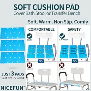 3 PCS Bathtub Transfer Bench Cushions with Adhesive Backing, Shower Pads Non Slip Soft Foam Pad 15'' x 7.5'' Padded Bath Tub Bench, 26'' Chair Pad, Seat Mat, Cover (MAT196X382)