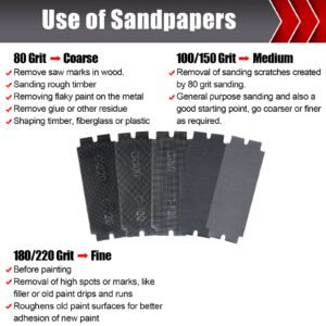 BOSHCRAFT 25 Pcs Sanding Screen Mesh Sheet, Drywall Sandpaper Assortment 80/100/150/180/220 Grit Wet or Dry Sandpaper for Wood Metal Automative Hand Sander Pole Sander 4-3/16" x 11"