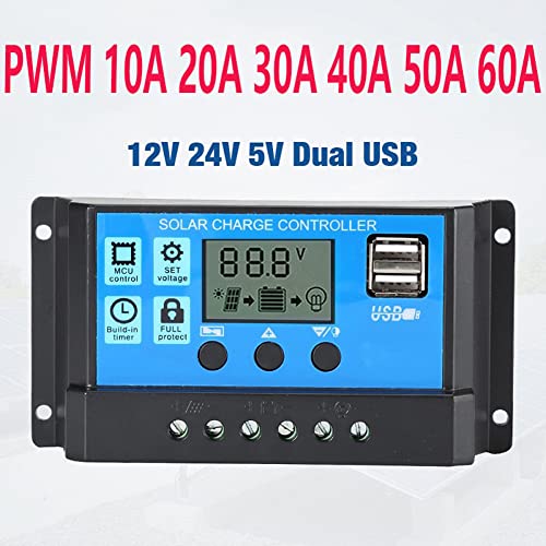 PENCHEN 100A Solar Panel Controller Solar Recharger Controller LCD Display Screen Street Lamp System Recharge Controller PWM Recharge Management Dual USB Output Controller