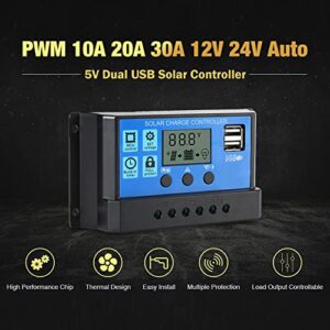 PENCHEN 100A Solar Panel Controller Solar Recharger Controller LCD Display Screen Street Lamp System Recharge Controller PWM Recharge Management Dual USB Output Controller