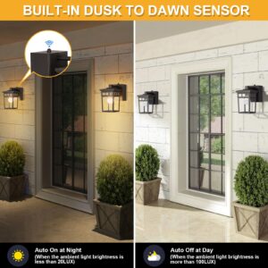 Porch Light with GFCI Outlet Built in, Dusk to Dawn Outdoor Light with Outlet, Waterproof Anti-Rust Alunmium Exterior Light Fixture Wall Mount Outside Light for House Garage Front Door, Bulb Included