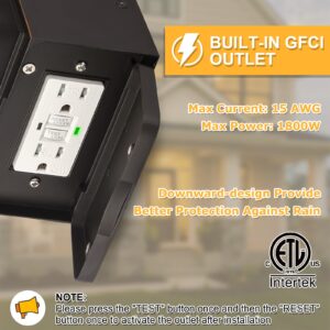 Porch Light with GFCI Outlet Built in, Dusk to Dawn Outdoor Light with Outlet, Waterproof Anti-Rust Alunmium Exterior Light Fixture Wall Mount Outside Light for House Garage Front Door, Bulb Included