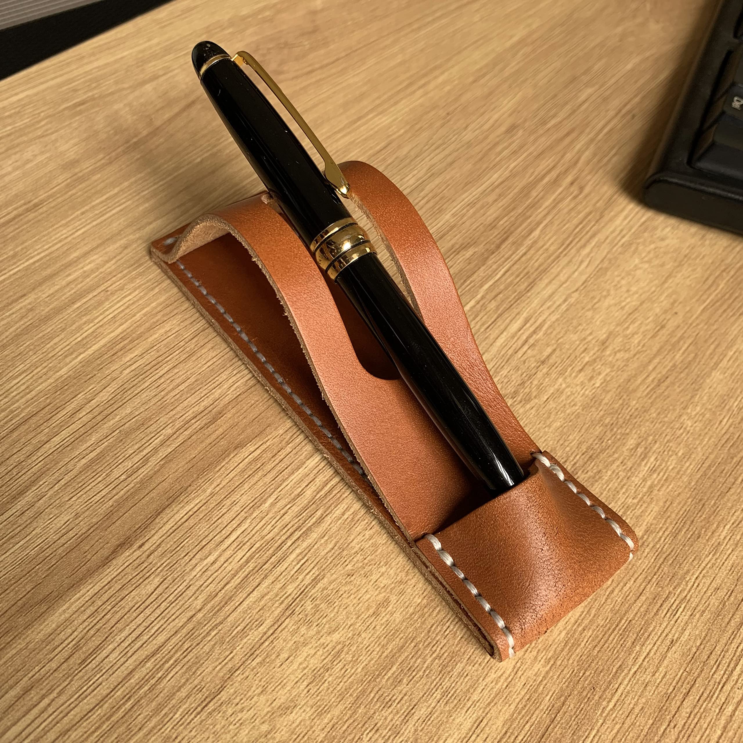 Leather Pen Display Stand Ink Pen Holder Pencil Display for Desk Pencil Holder for Desk Decor Desk Organizer, Fountain Pen Ballpoint Pen Display for Home School Office