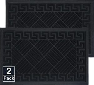 2 pack door mats outdoor indoor entrance 30x18 heavy duty easy clean welcome mat patio waterproof, non-slip exterior rubber doormat for outside entry home, front door matts, entryway floor rug, black