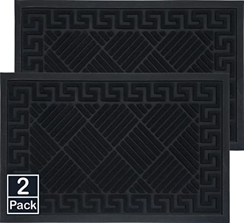 2 Pack Door Mats Outdoor Indoor Entrance 30x18 Heavy Duty Easy Clean Welcome Mat Patio Waterproof, Non-Slip Exterior Rubber Doormat for Outside Entry Home, Front Door Matts, Entryway Floor Rug, Black