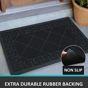 2 Pack Door Mats Outdoor Indoor Entrance 30x18 Heavy Duty Easy Clean Welcome Mat Patio Waterproof, Non-Slip Exterior Rubber Doormat for Outside Entry Home, Front Door Matts, Entryway Floor Rug, Black