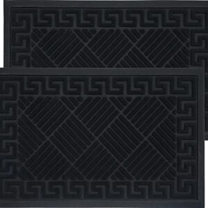 2 Pack Door Mats Outdoor Indoor Entrance 30x18 Heavy Duty Easy Clean Welcome Mat Patio Waterproof, Non-Slip Exterior Rubber Doormat for Outside Entry Home, Front Door Matts, Entryway Floor Rug, Black