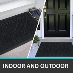 2 Pack Door Mats Outdoor Indoor Entrance 30x18 Heavy Duty Easy Clean Welcome Mat Patio Waterproof, Non-Slip Exterior Rubber Doormat for Outside Entry Home, Front Door Matts, Entryway Floor Rug, Black