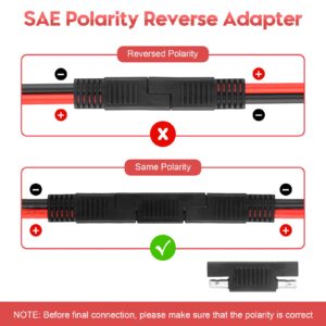 PAEKQ 12AWG SAE Y Splitter Extension Cable with SAE Polarity Reverse Adapter 2 FT SAE 1 to 4 Extension Cable Quick Disconnect Connector for Automotive Solar Battery Connection and Transfer