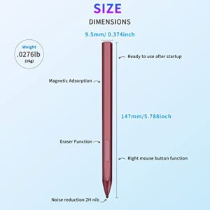 SSS·GRGB Stylus for Microsoft Surface Pro9/8/7/6/5/4/3/X Surface Laptop/ Book/Studio Surface 3/Go/Go2/Go3, 4096 Pressure Sensitivity, Magnetic Attachment, USB Charging, Palm Rejection Function, Red