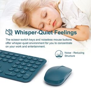 Mobifice Cute Keyboard and Mouse Wireless for PC Computer/Laptop/Windows/Mac/Tablets/Apple iPad, Ultra-Thin 2.4GHz USB Cordless Full-Sized Silent Retro Computer Keyboard Mouse Combo (Blue)