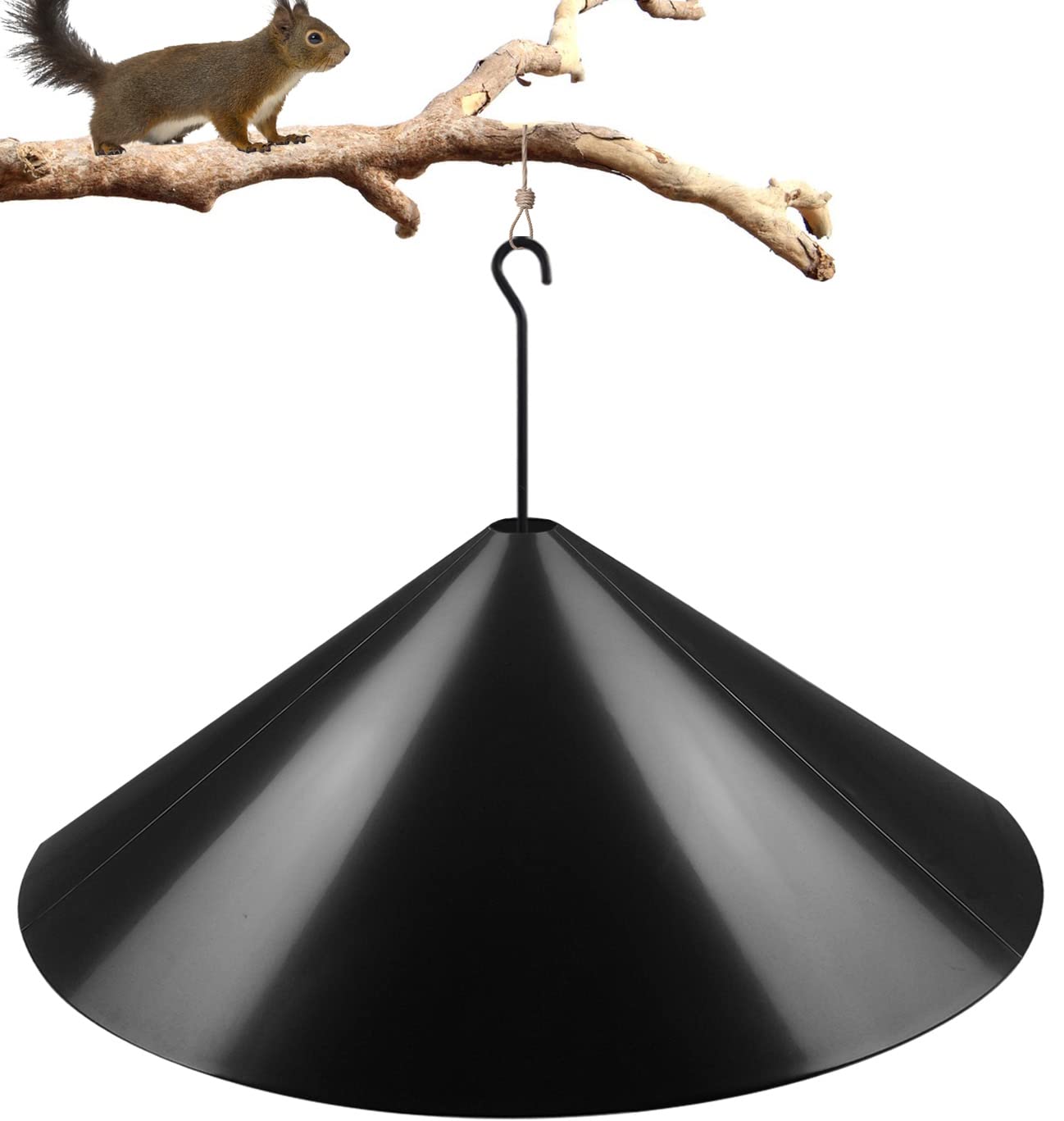 Queension Squirrel Baffle Wrap Guard Around Protects Hanging Bird Feeders for Outdoor Shepherd’s Hook, Save Bird Houses from Squirrels, Raccoons, and Rodents - Hang Mount 19 Inch 1pcs