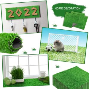 24 Pieces Synthetic Artificial Grass Turf Grass Square Shaped Mat 12 x 12 Inch Garden Grass Tiles Fake Grass Patches DIY Grass Decoration Miniature Grass for Craft Dogs Indoor Outdoor Lawn Decoration