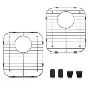 kitchen sink grid 2 pcs, 13" x 11-5/8", appaso sink protectors for kitchen sink rear drain, stainless steel sink protectors for single or double bowl sink, kitchen sink rack for bottom of sink