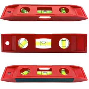 3 pcs magnetic torpedo level, 6 inch bubble level with 45°/90°/180° bubbles, shock resistant magnetic level tool for measuring