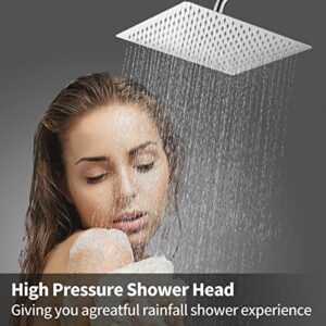 KSUCBOHAR Shower Head, 12 Inch High Pressure Rain Shower Head, Pressure Boosting Shower Head, Awesome Shower Experience, Stainless Steel Rainfall Shower Head (Square glossy)