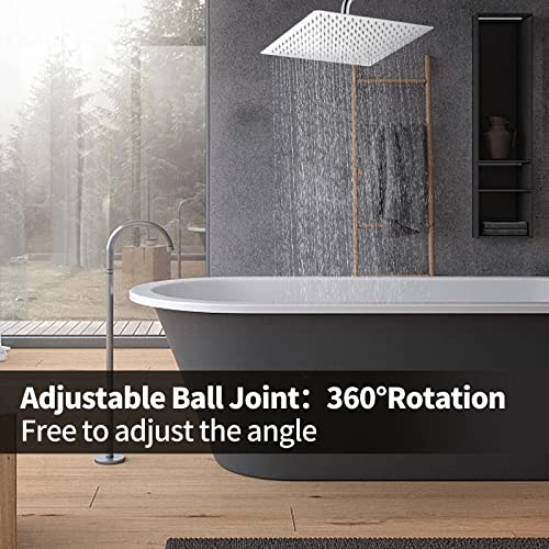 KSUCBOHAR Shower Head, 12 Inch High Pressure Rain Shower Head, Pressure Boosting Shower Head, Awesome Shower Experience, Stainless Steel Rainfall Shower Head (Square glossy)