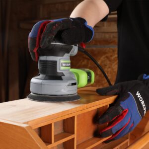 WORKPRO 5-Inch Random Orbit Sander, 6 Variable Speeds 7000 to 14000 RPM, 2.5 Amp Electric Sander for Woodworking with Dust Collector, 15pcs Sandpapers