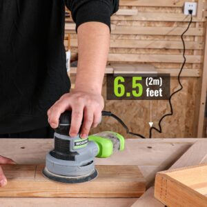 WORKPRO 5-Inch Random Orbit Sander, 6 Variable Speeds 7000 to 14000 RPM, 2.5 Amp Electric Sander for Woodworking with Dust Collector, 15pcs Sandpapers