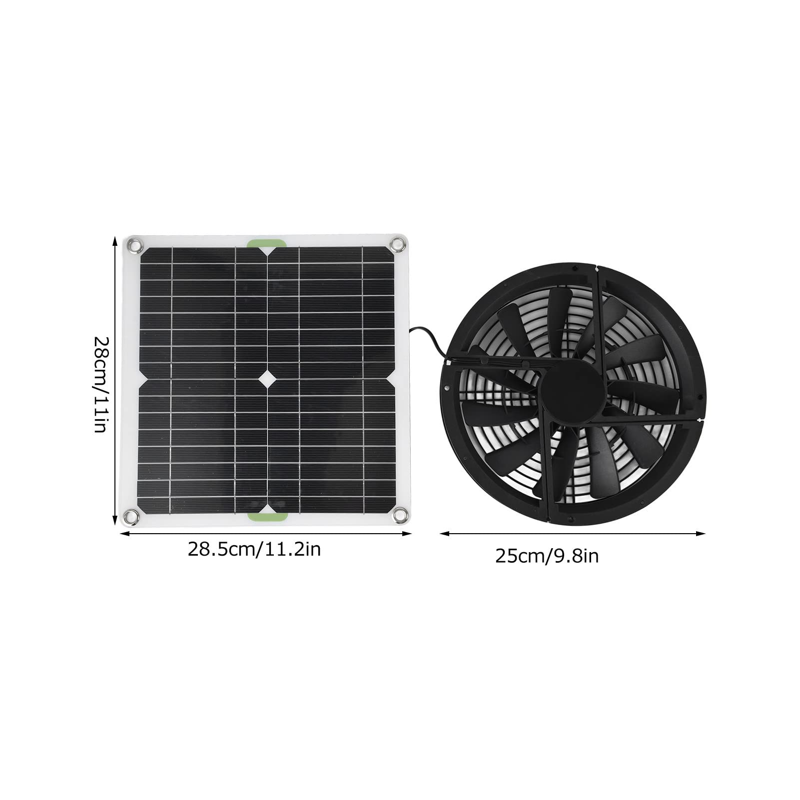 Solar Panel Fan Kit, 10in 100W Solar Powered Fan with Solar Panel, Waterproof Solar Exhaust Fan for Small Chicken Coops Sheds Crawl Space Pet Houses Window Exhaust