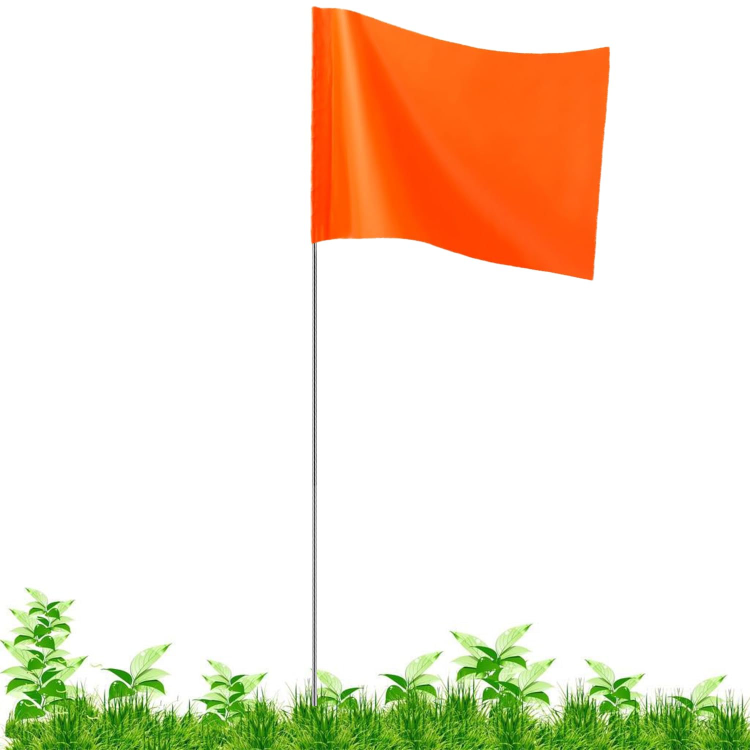 Orange Marker Flags, 100 Pack Construction Marking Flags | 4x5x16 Inch, Yard Flags Marker, Lawn Flags, Invisible Fence, Survey Flags, Landscape Flags, Sprinkler Flags, Surveyor Flags, Stake Flags,