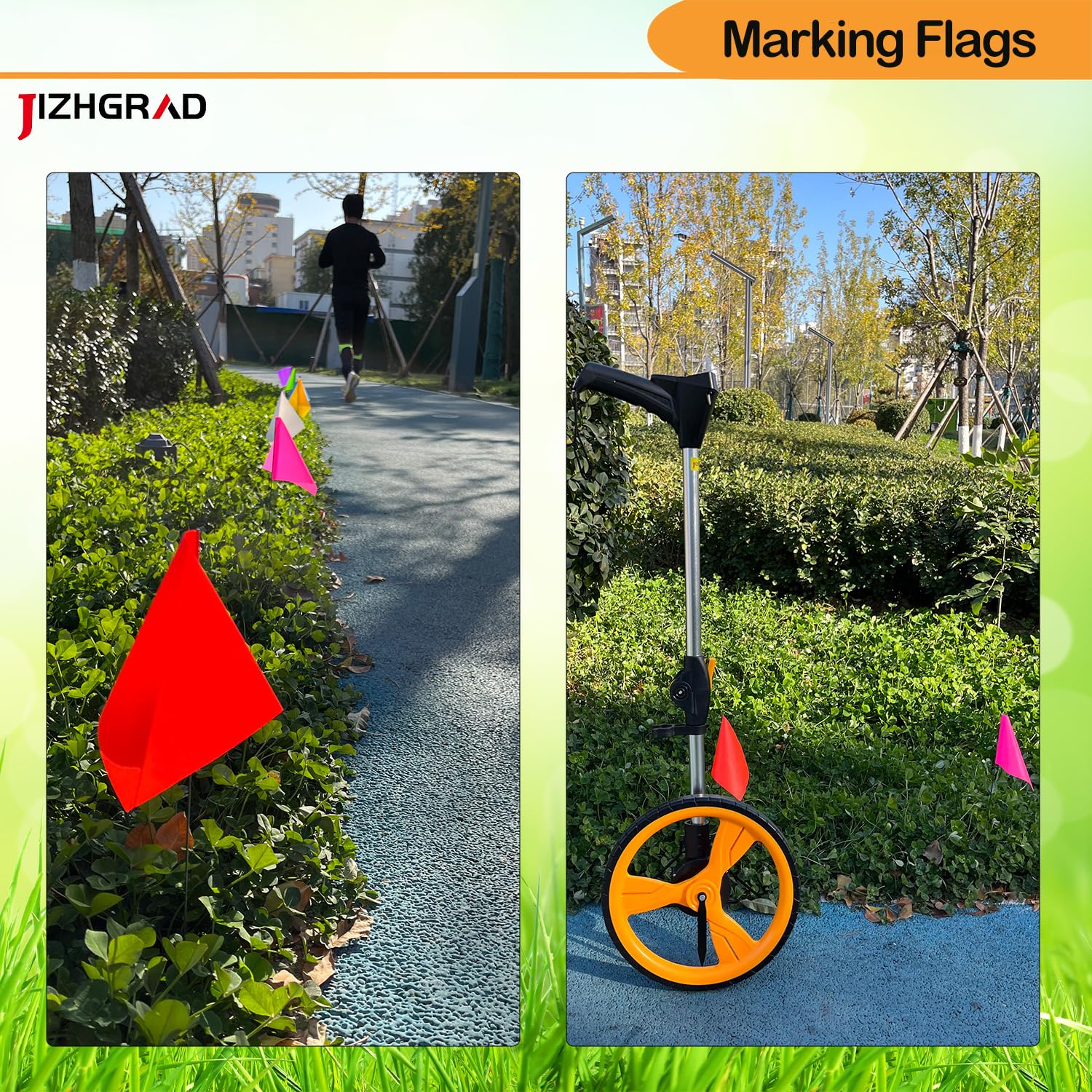 Orange Marker Flags, 100 Pack Construction Marking Flags | 4x5x16 Inch, Yard Flags Marker, Lawn Flags, Invisible Fence, Survey Flags, Landscape Flags, Sprinkler Flags, Surveyor Flags, Stake Flags,