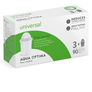 Aqua Optima Water Filter Cartridges, Classic Style - 3 Pack (3 Months Supply), Compatible with Brita Classic, White