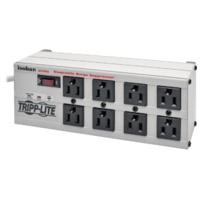 Tripp Lite LC2400 Line Conditioner 2400W AVR Surge 120V 20A 60Hz 6 Outlet 6-Feet Cord & ISOBAR8ULTRA Isobar 8 Outlet Surge Protector Power Strip, 12ft Cord, Right-Angle Plug