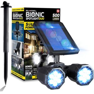 bell+howell bionic spotlight duo deluxe solar lights: effortless outdoor illumination, motion sensor, super bright leds, waterproof landscape lights for patio, yard, garden- no batteries required!