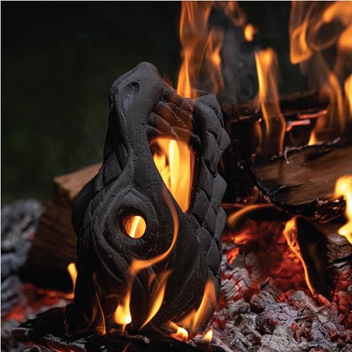 OSKER Dragon | Ceramic Fireproof Fire Pit Skull Log for Bonfire, Campfire, Fireplace, Firepit | Halloween Decor | for Gas, Propane, or Wood Fires - Black