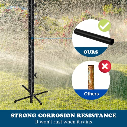 2 Pack - 9.7FT Adjustable String Light Pole for Outside, Outdoor Lighting Poles, Patio Light Poles for Garden, Lawn, Patio and Fence