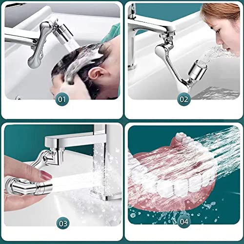 1080 Rotation Faucet Extender 1080° Large Angle Rotating Faucet Universal Rotating Sink 2 Water Outlet Modes Nozzle Faucet Adaptor, Splash Filter Dual Function Kitchen Tap Extend, Bubbler