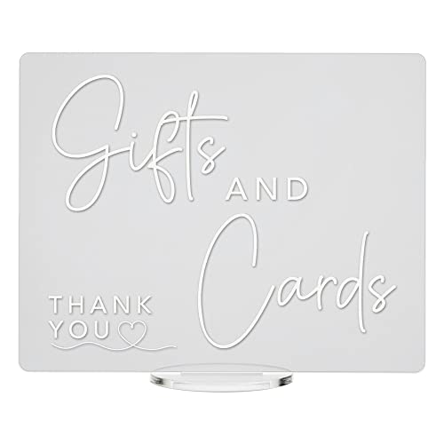 Gifts & Cards Table - Wedding Acrylic Sign (8"H x 10"W, Clear Acrylic)