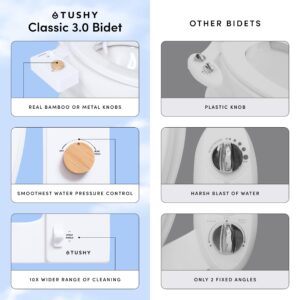 TUSHY Classic 3.0 Bidet Toilet Seat Attachment - Non-Electric Self Cleaning Water Sprayer with Adjustable Water Pressure Nozzle, Angle Control & Easy 8.5 Min DIY Home Installation (Bamboo)