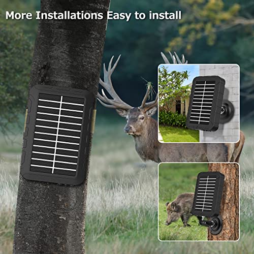 VANBAR Trail Camera Solar Panel, Solar Battery Charger Kit 6V 9V 12V with Compass, 4000mAH Rechargeable Battery IP66 360 Hunting Accessory Deer Feeder