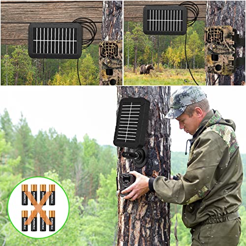 VANBAR Trail Camera Solar Panel, Solar Battery Charger Kit 6V 9V 12V with Compass, 4000mAH Rechargeable Battery IP66 360 Hunting Accessory Deer Feeder