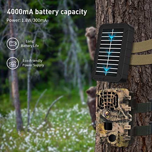 VANBAR Trail Camera Solar Panel, Solar Battery Charger Kit 6V 9V 12V with Compass, 4000mAH Rechargeable Battery IP66 360 Hunting Accessory Deer Feeder